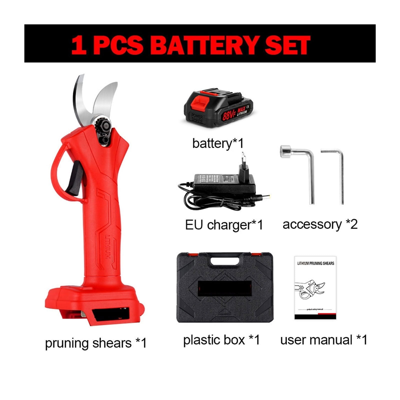 1000W 4 Gear Cordless Pruner Shear Efficient Fruit Tree Bonsai Pruning ...