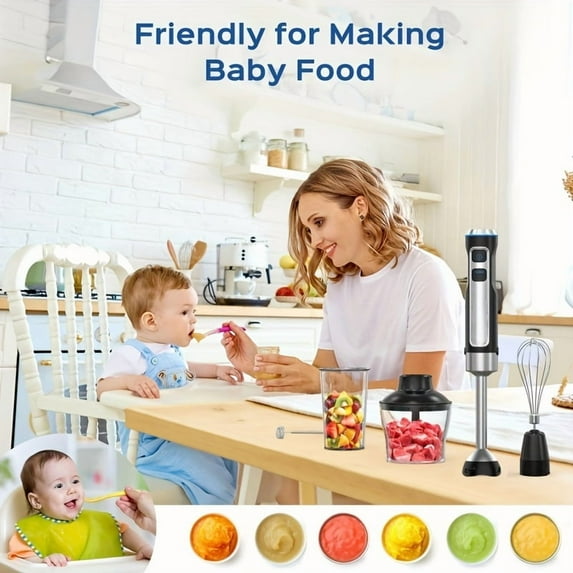 1000W 4-in-1 Handheld Immersion Mixer – 5-Speed Turbo, Copper Motor ...