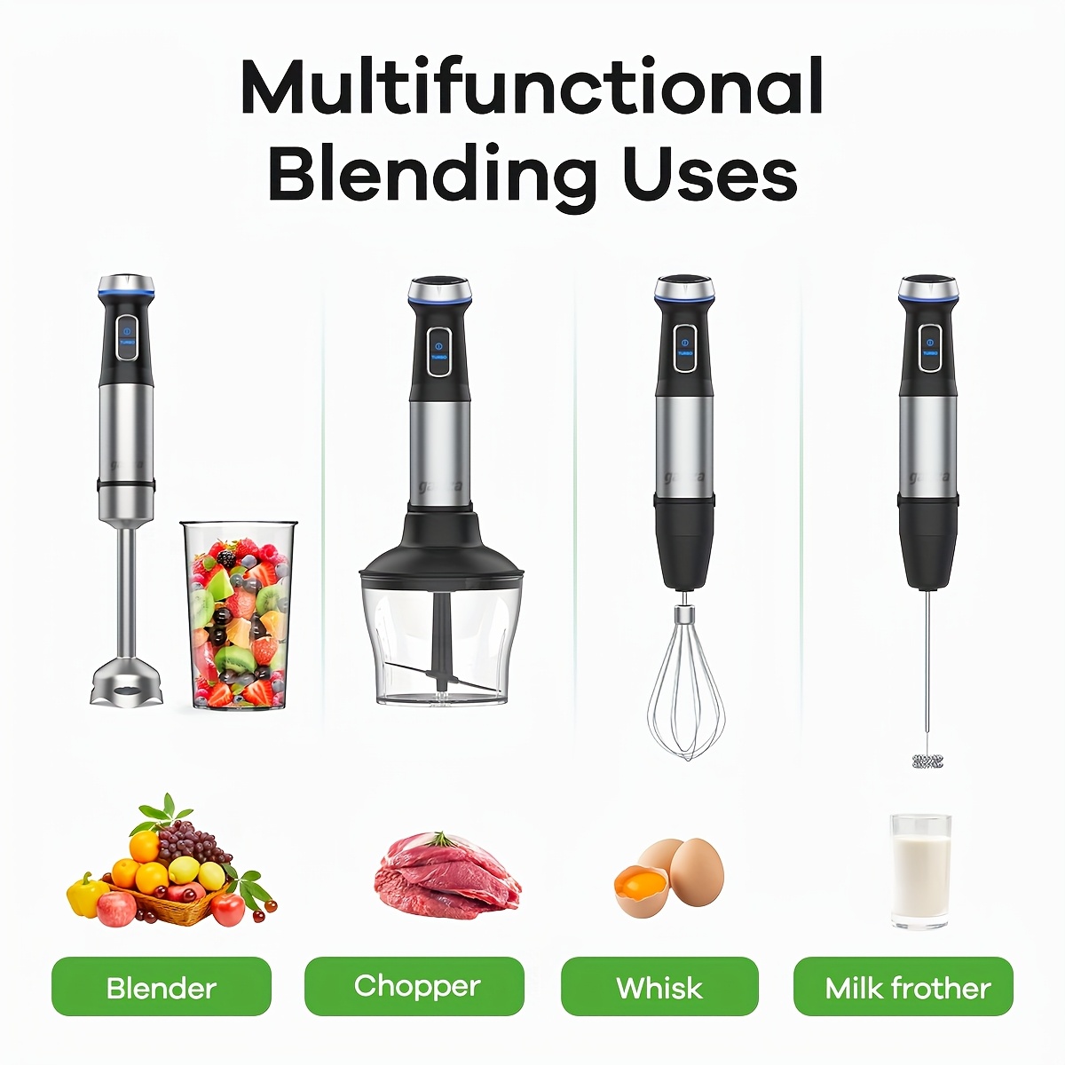 1000W 5-in-1 Immersion Blender – 16 Speeds, Heavy Duty Motor. Stainless ...