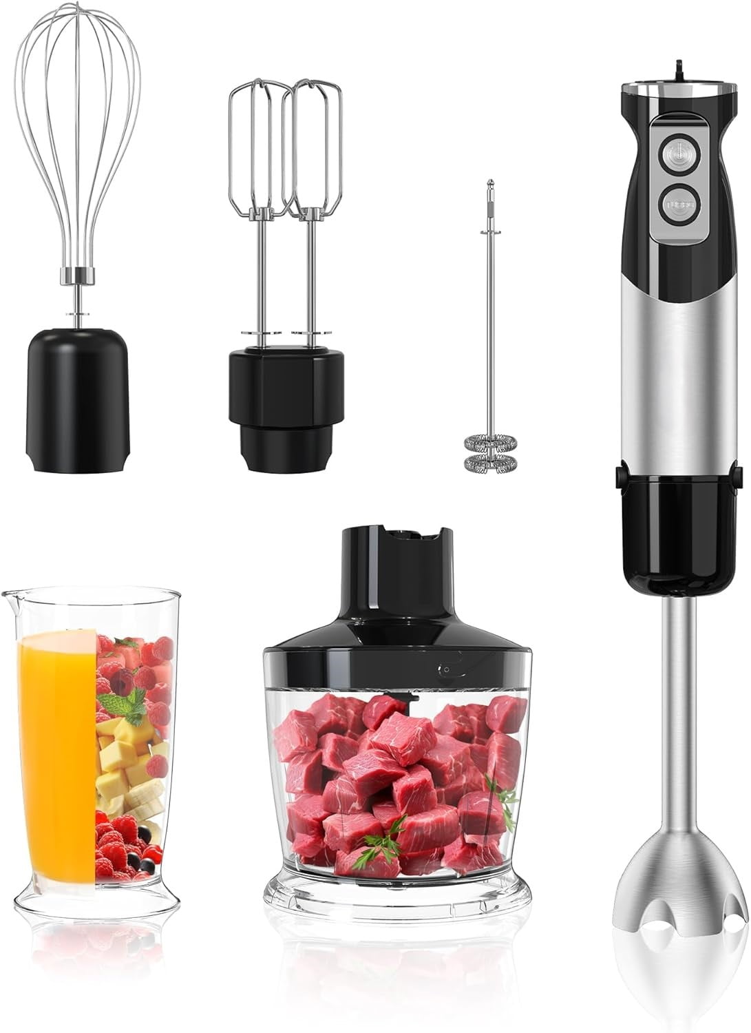 1000W 6-in-1 Immersion Blender Handheld, 12 Speed Hand Blender with ...