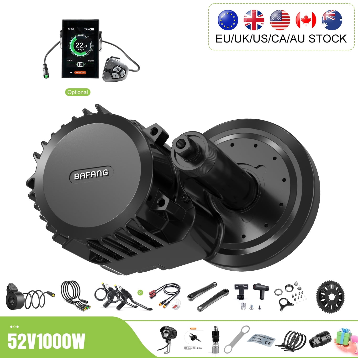 1000W Electric Bicycle Conversion Kits BAFANG 52V Mid Drive Motor Kits ...