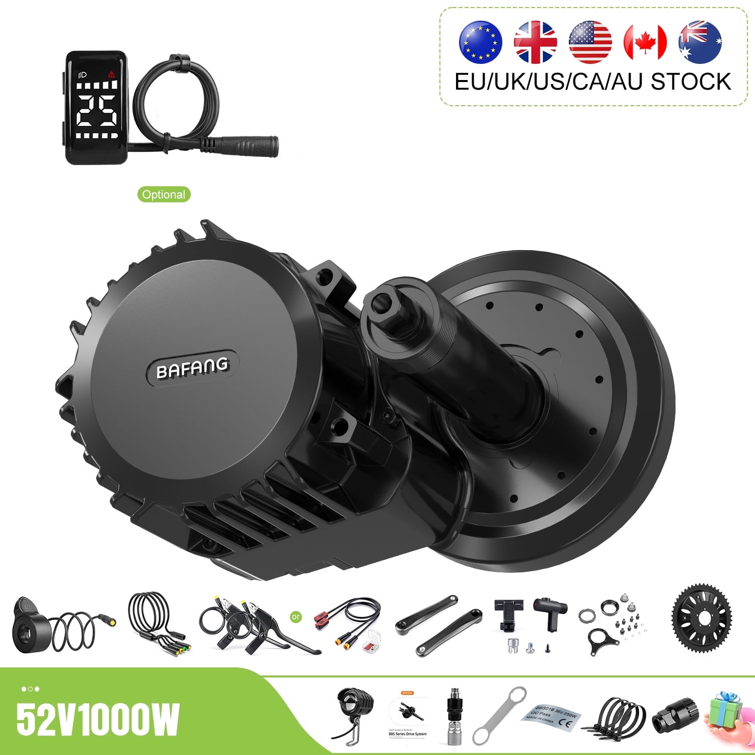 1000W Electric Bicycle Conversion Kits BAFANG 52V Mid Drive Motor Kits ...