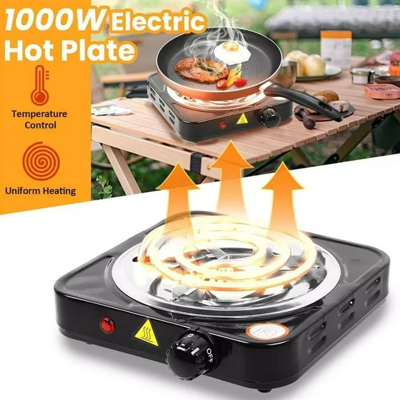 OhhGo 1000W Electric Hot Plate, Portable Single Burner Cooktop, 5 ...