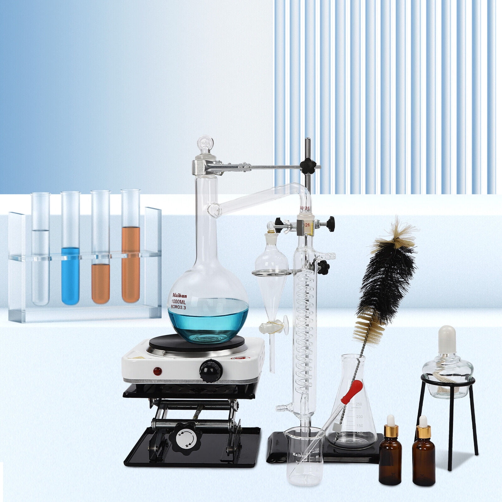 1000W Essential Oil Distillation Apparatus Lab Home Glassware ...
