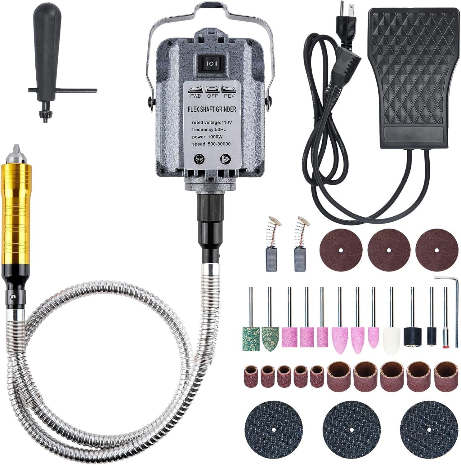 1000W Flexible Shaft Rotary Tool Kit, 30000RPM Electric Flex Shaft ...