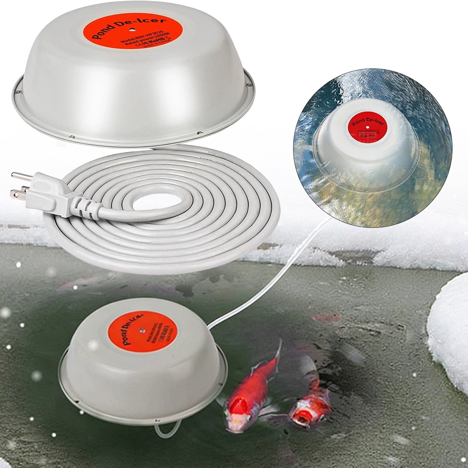 1000W Floating Pond Heater Thermostatic Outdoor Fish Pond De Icer With ...