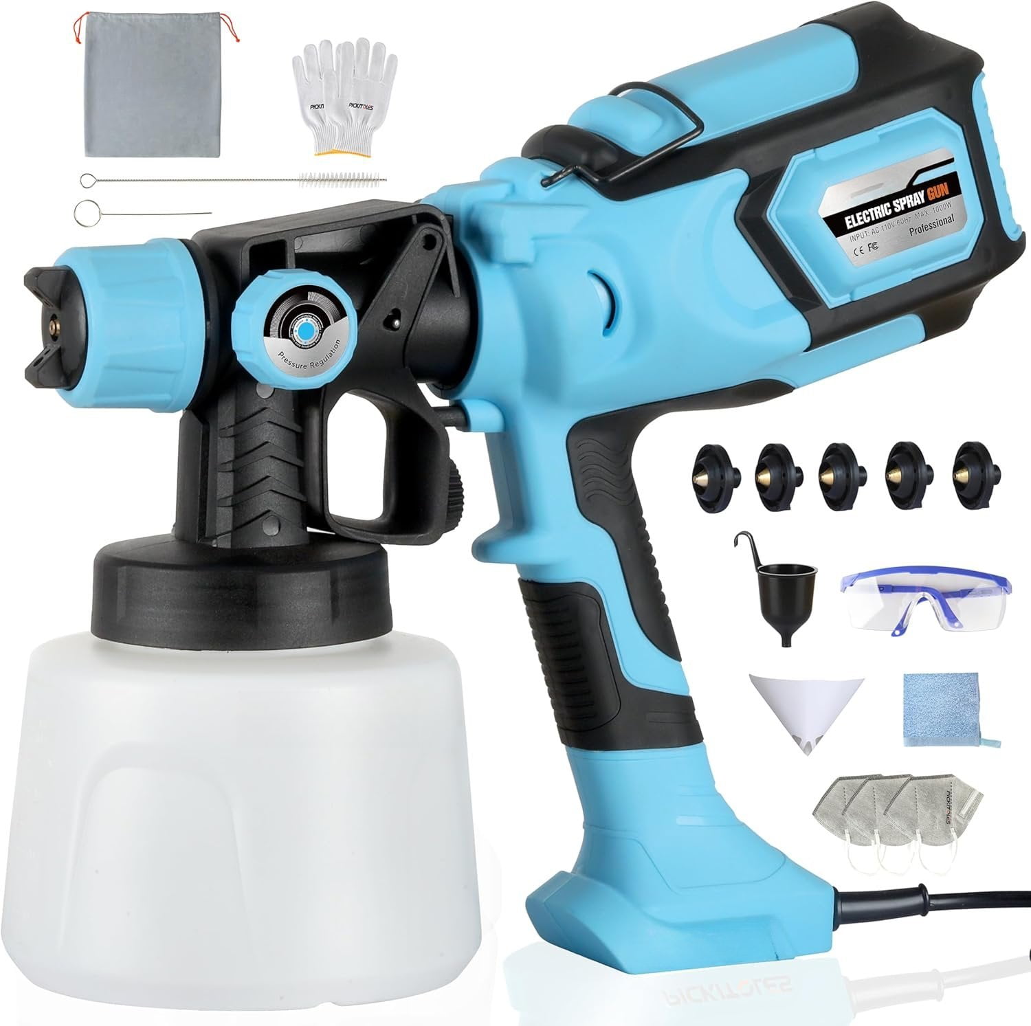 1000W HVLP Sprayer High-Efficiency Electric with 6 Nozzles,Variable ...