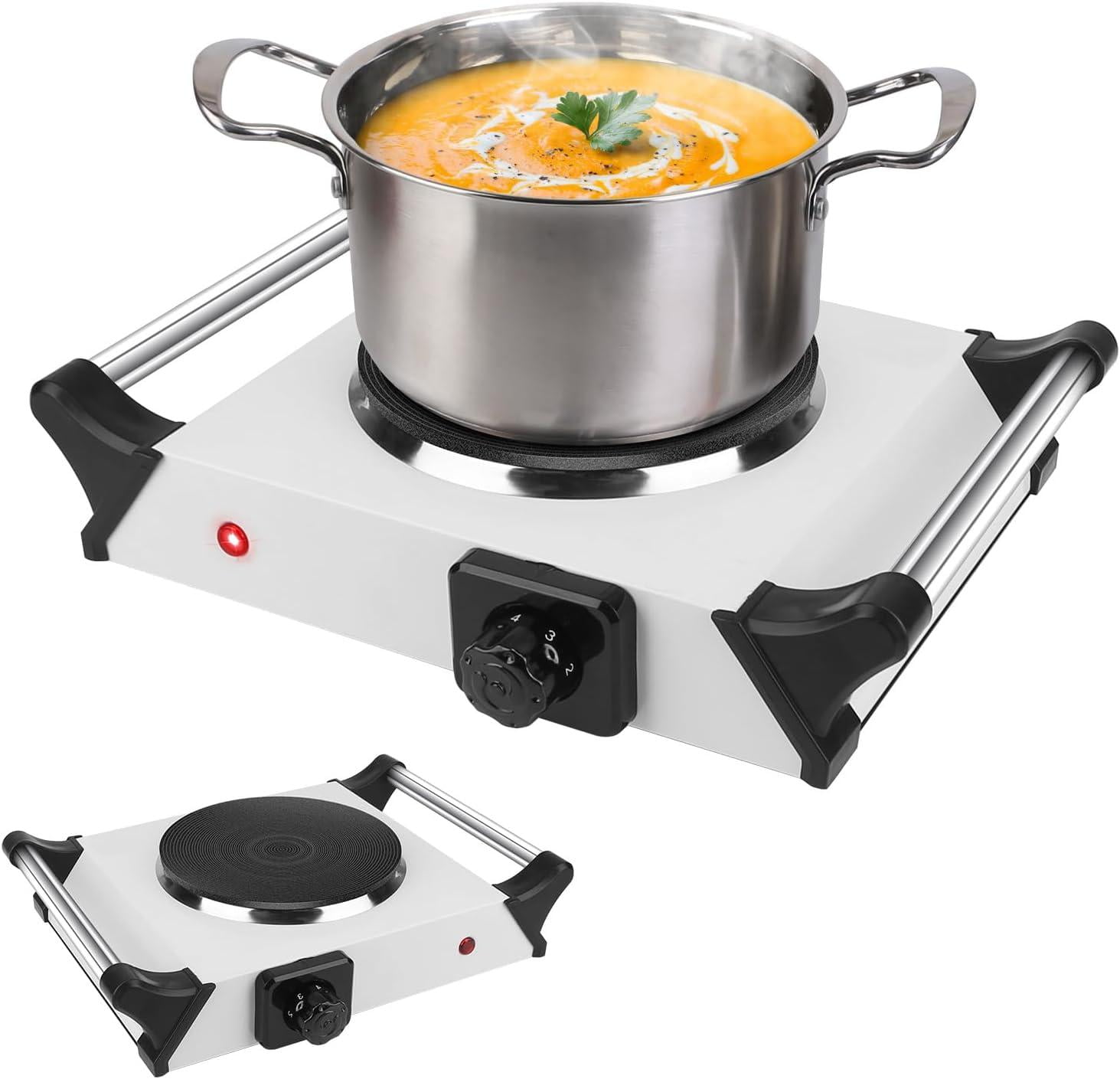 1000W Hot Plate,Portable Electric Stove Countertop Single Burners W/5 ...