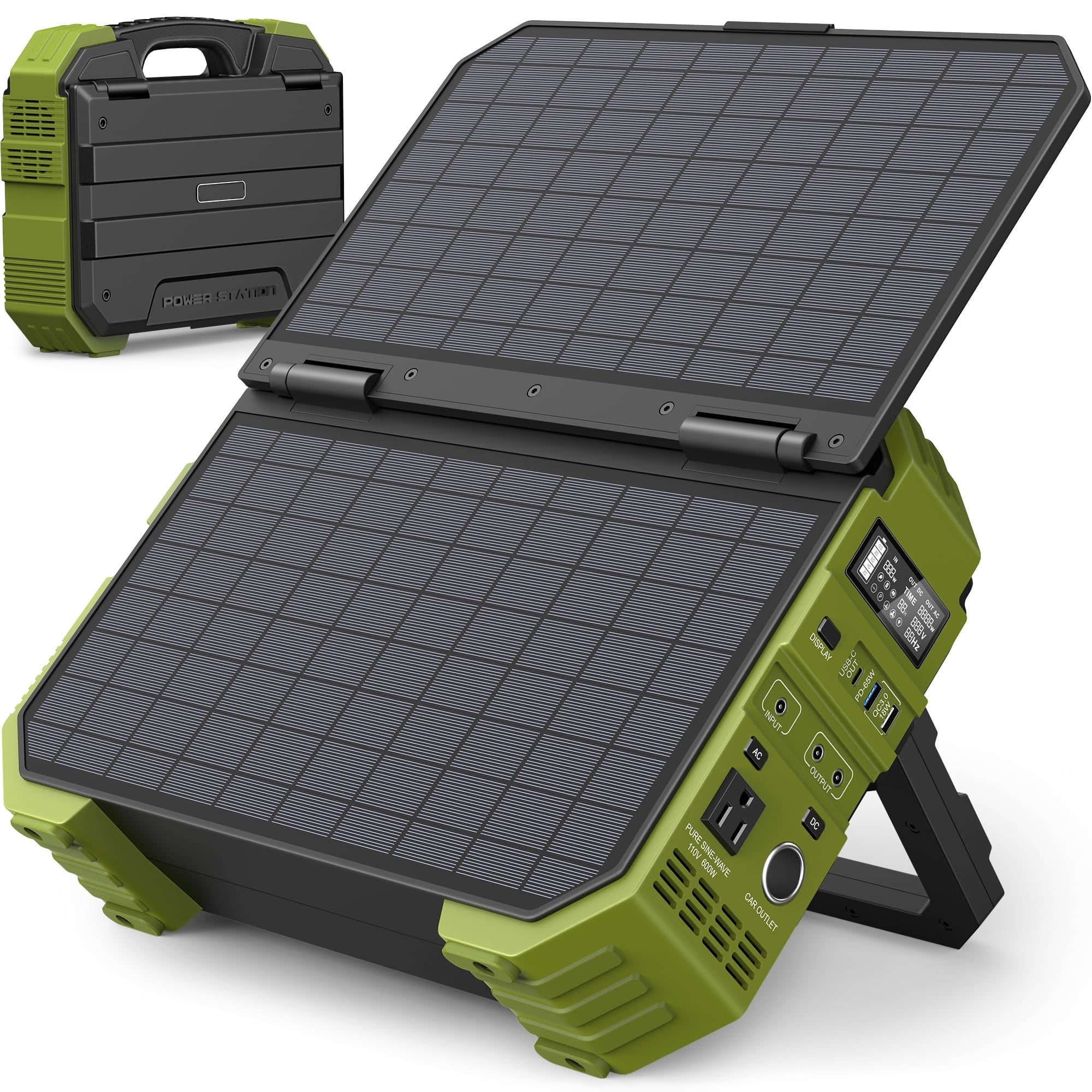 1000W Portable Power Station with Built-in Solar Panel, 614Wh LiFePO4 ...