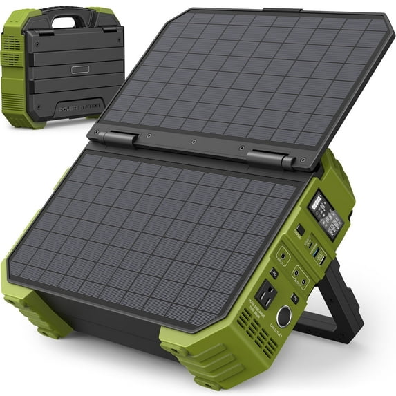 1000W Portable Power Station with Built-in Solar Panel, 614Wh LiFePO4 ...