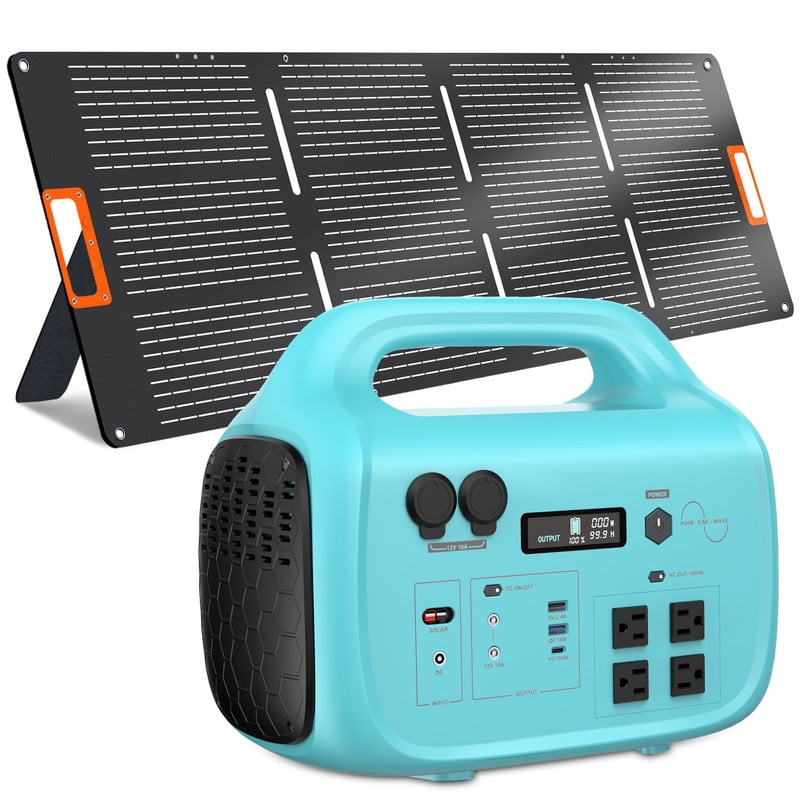 1000W Portable Solar Generator, 1024Wh LiFePO4 Battery Power Station ...