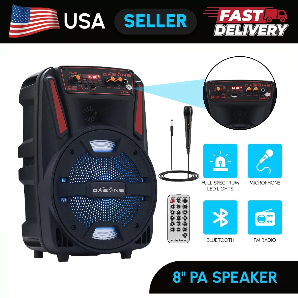 1000W Portable Wireless Bluetooth Speaker Super Bass Stereo Radio FM TF ...