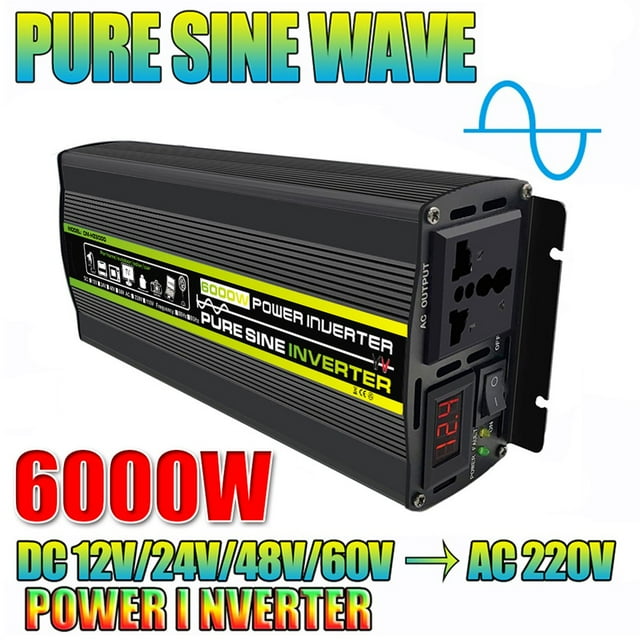 1000w Pure Sine Wave Inverter Dc 12v 24v To Ac 220v Solar Car Power