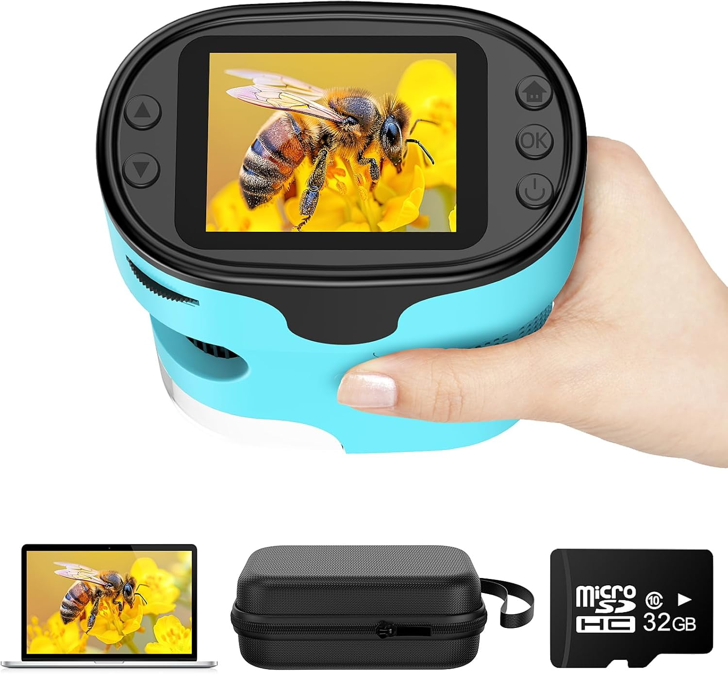 1000X Pocket Microscope for Kids - 4K 2.0" Screen, Digital Mini Scope ...
