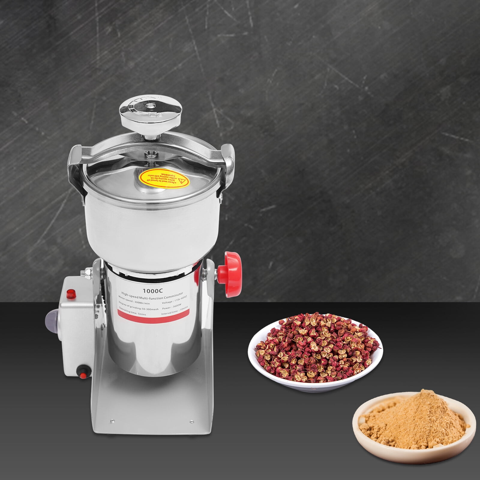 1000g/2.2lbs Electric Grain Mill Grinder 3600W,304 Stainless Steel High ...