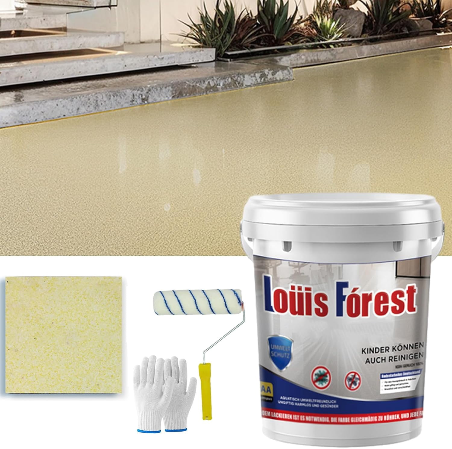 1000g High-Gloss Marble Effect Epoxy Floor Coating, Garage Floor Paint ...