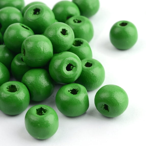 1000g Natural Wood Beads Dyed Round Green 10x9mm Hole: 2.5~3.5mm about ...
