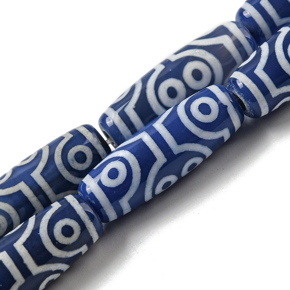 1000gs Blue Tibetan style dZi Beads Strands Dyed Natural Agate Beads ...