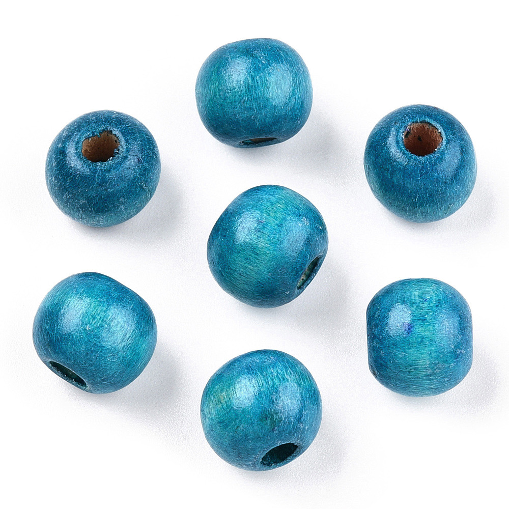 1000gs Maple Wood Beads Dyed Round Sky Blue 12x10.5mm Hole: 3mm about ...