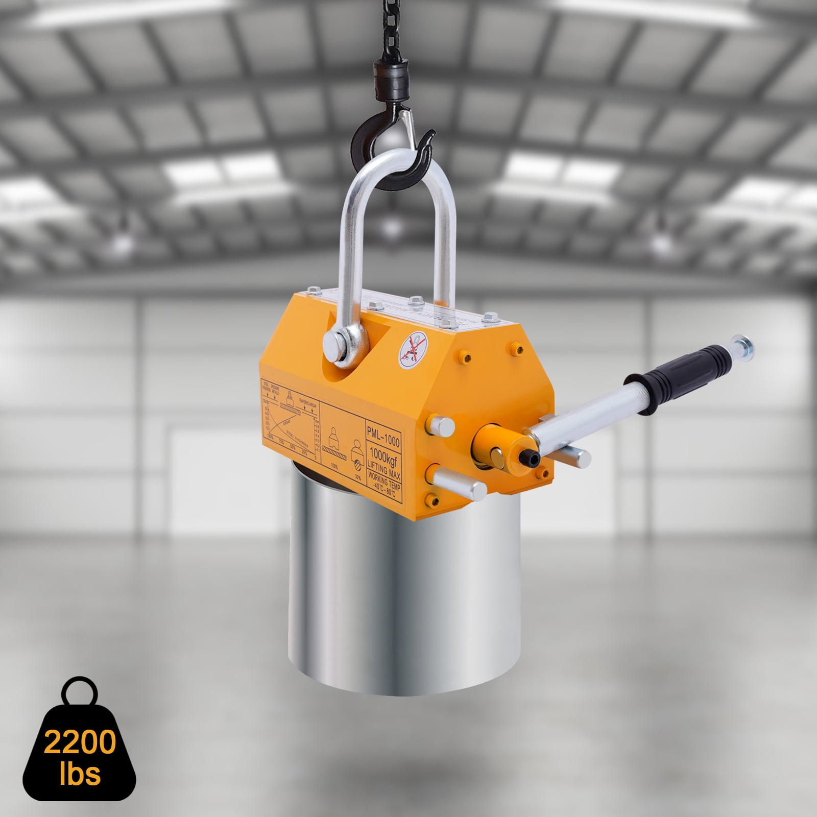 1000kg/2200lb Magnetic Lifter, 2200lbs Pulling Capacity Steel Lifting ...