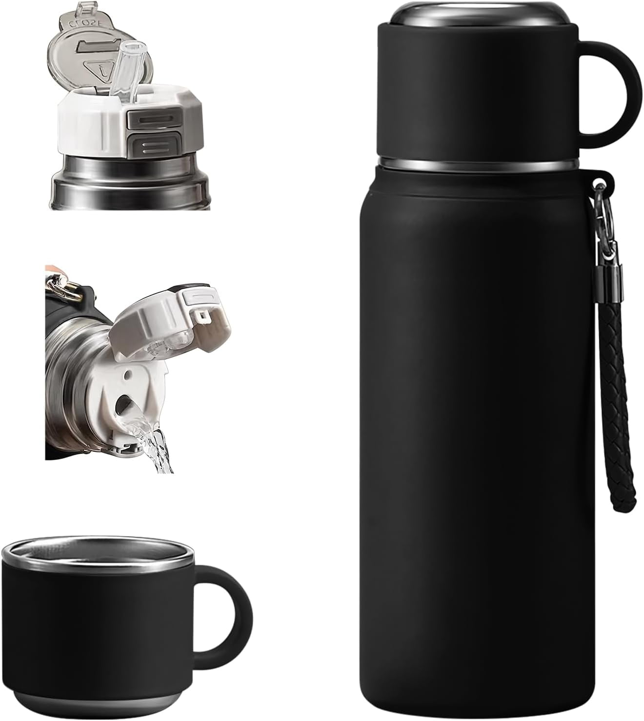 1000ml 3-in-1 Double wall vacuum Leakproof stainless steel wide mouth ...