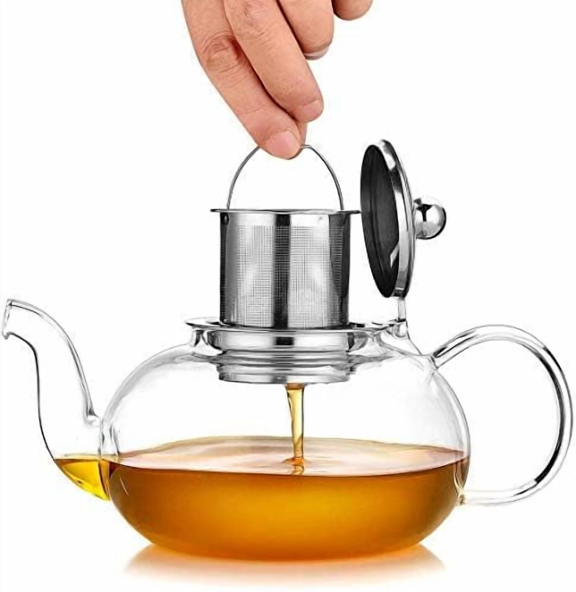 1000ml / 34oz Glass Teapot with Removable Infuser, Stovetop Safe Teapot ...
