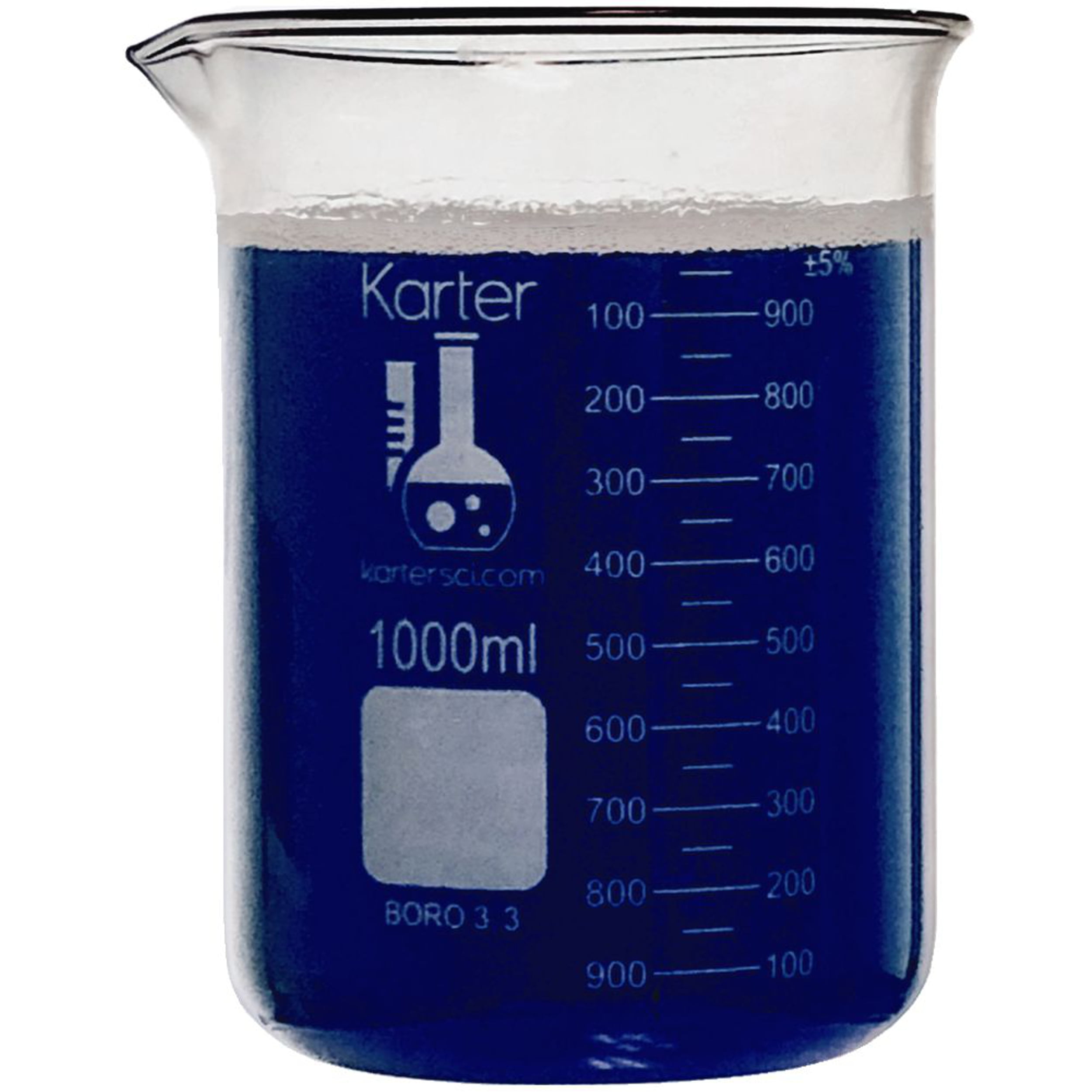 1000ml Beaker, Low Form Griffin, Borosilicate 3.3 Glass, Double-Scale ...
