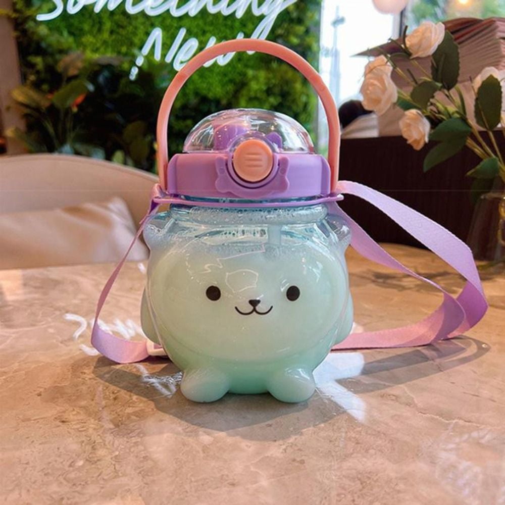 1000ml Cartoon Backpack Kettle with Straw Large Capacity Plastic Sippy ...