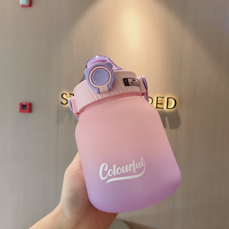 1000ml Gradient Color Water Bottle with Handle and Carry Strap for ...