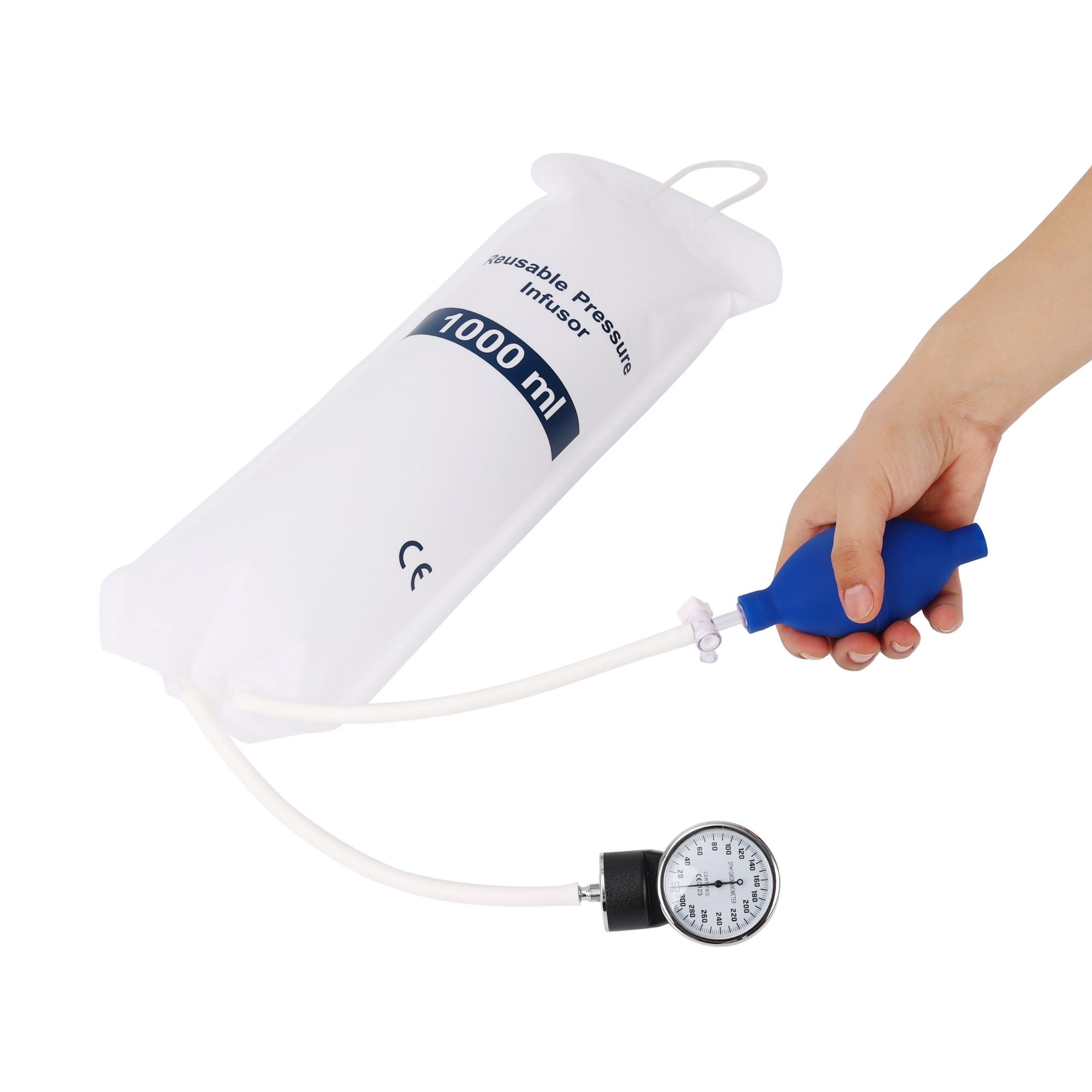 1000ml Pressure Infuser Bag with Pump and Metal Gauge for Fluid Blood ...