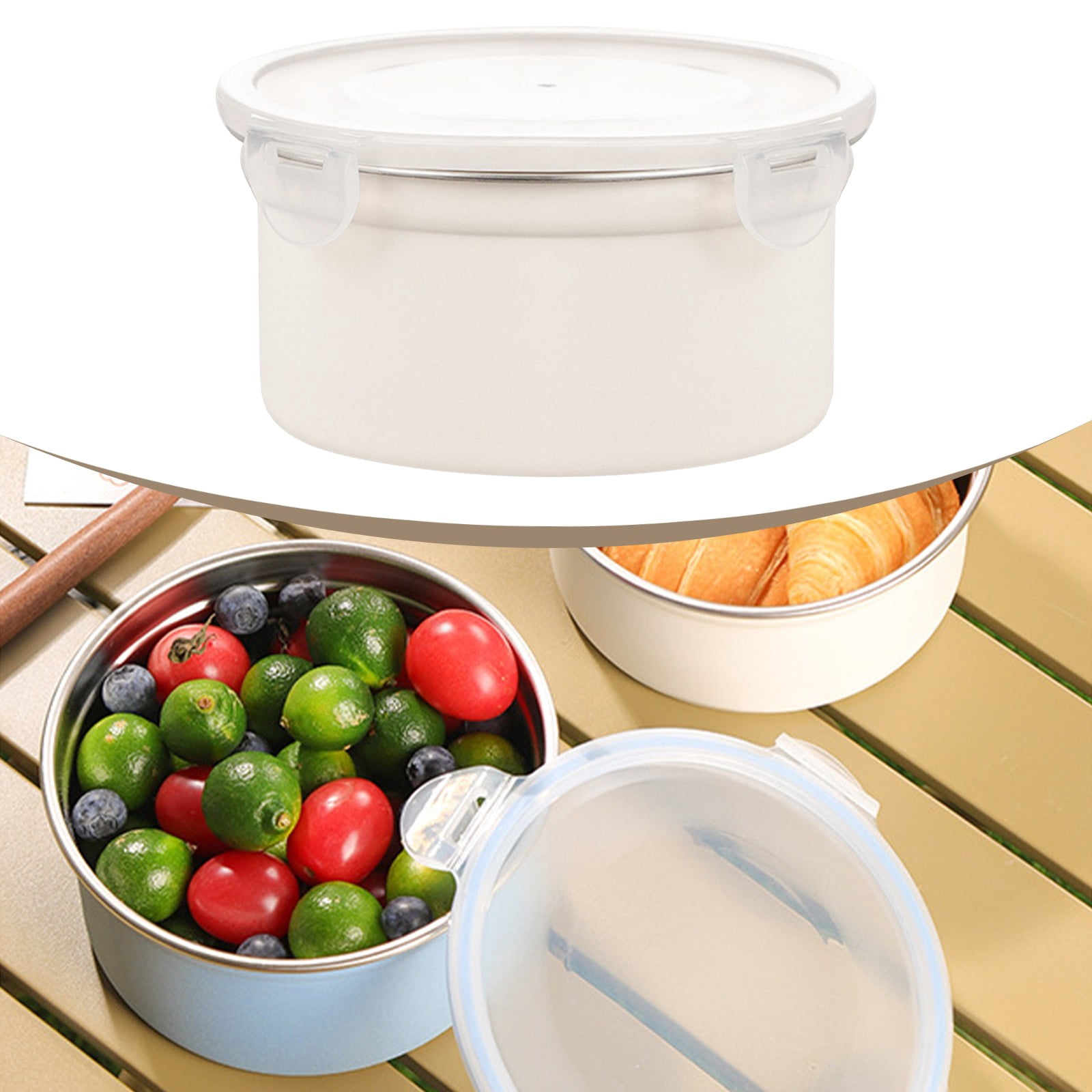 1000ml Round Stainless Steel Food Container – Leakproof Portable Lunch ...