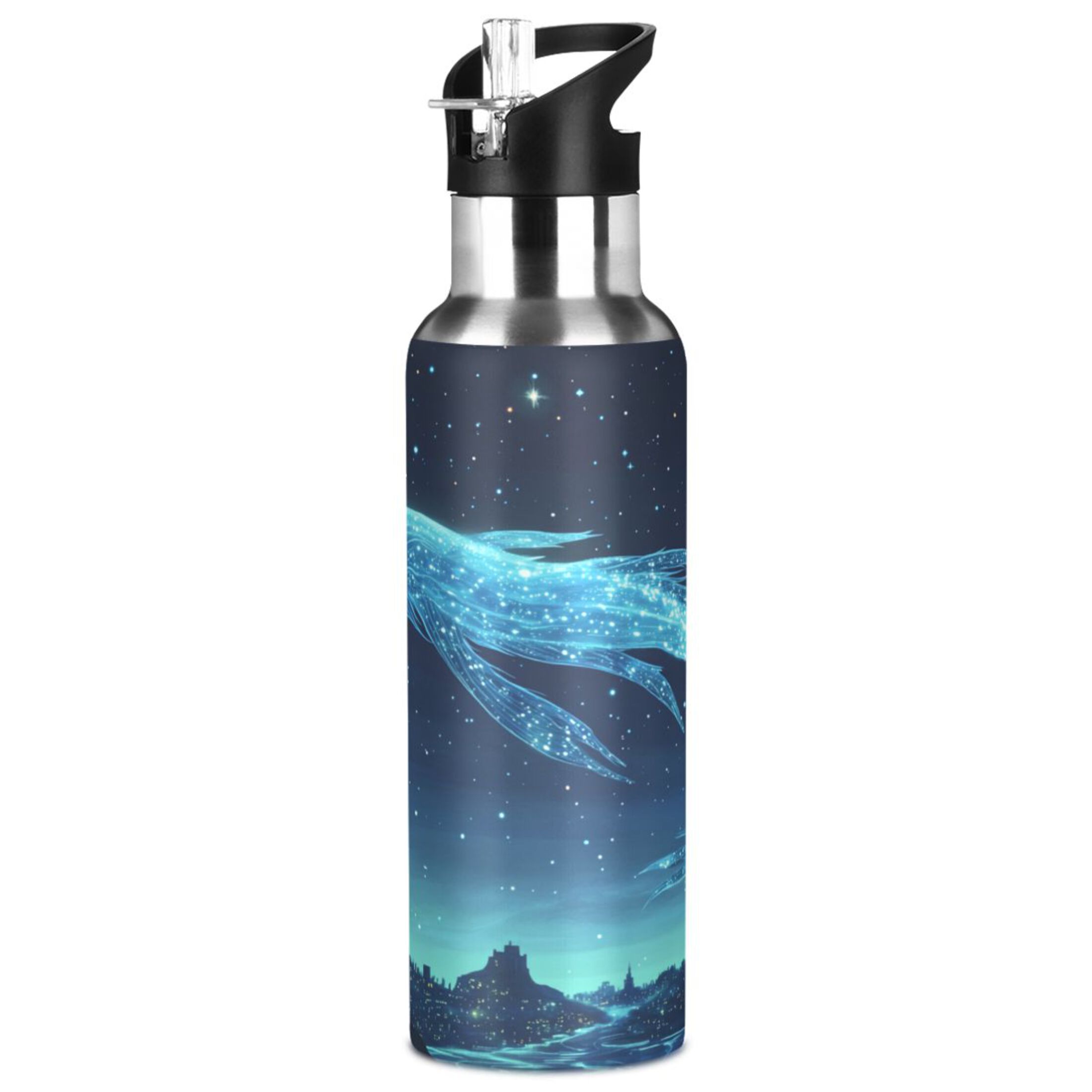 1000ml Vacuum Insulated Sports Water Bottle with Foldable Straw ...