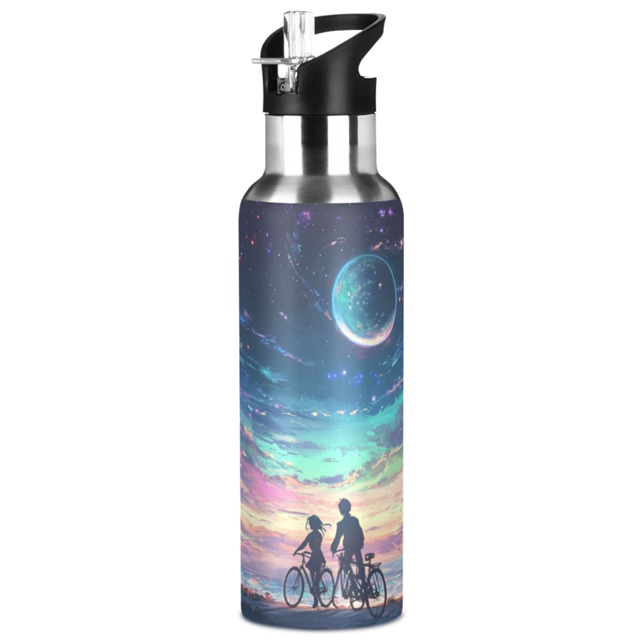 1000ml Vacuum Insulated Sports Water Bottle with Foldable Straw ...