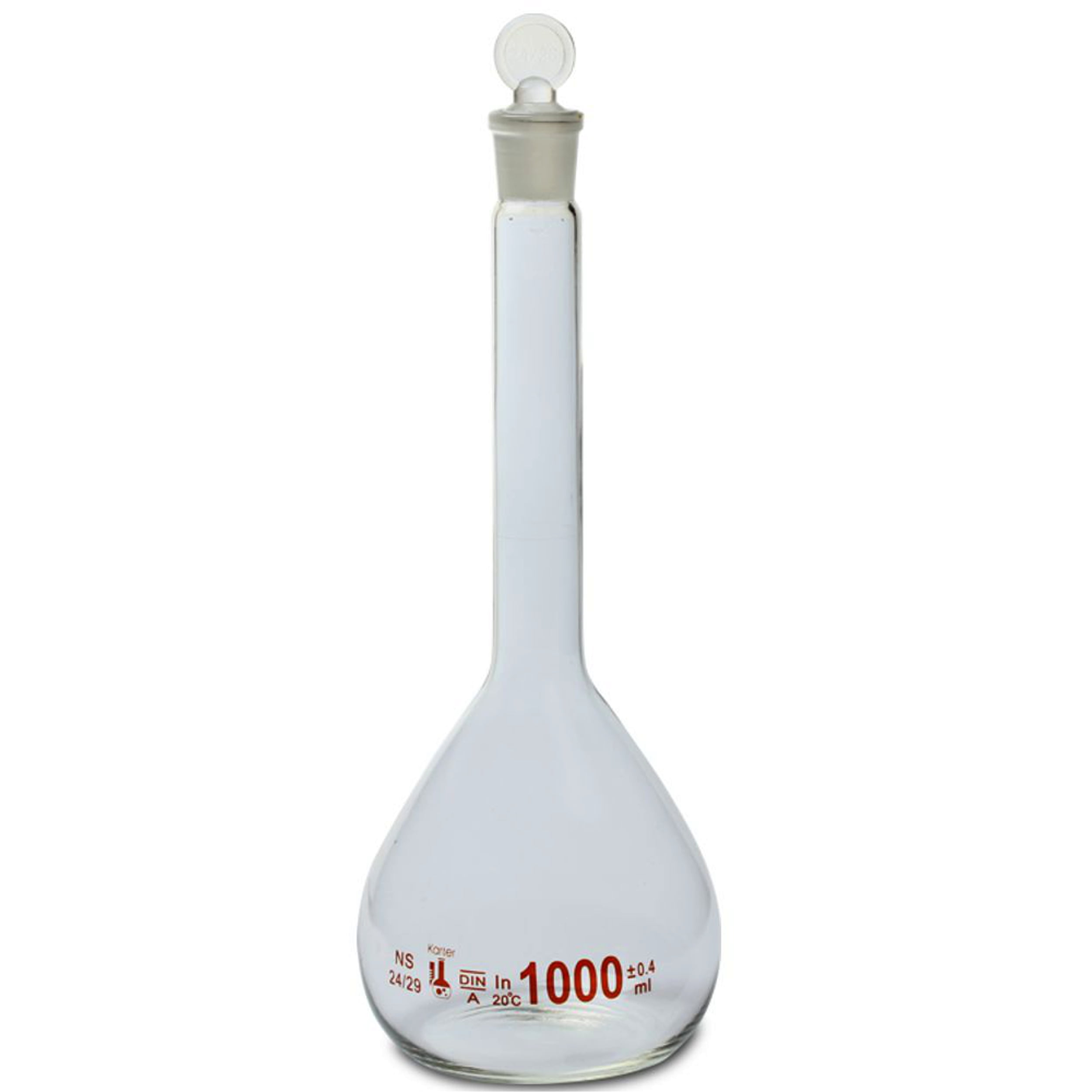1000ml Volumetric Flask, With Ground Stopper, Karter Scientific 213W12 ...