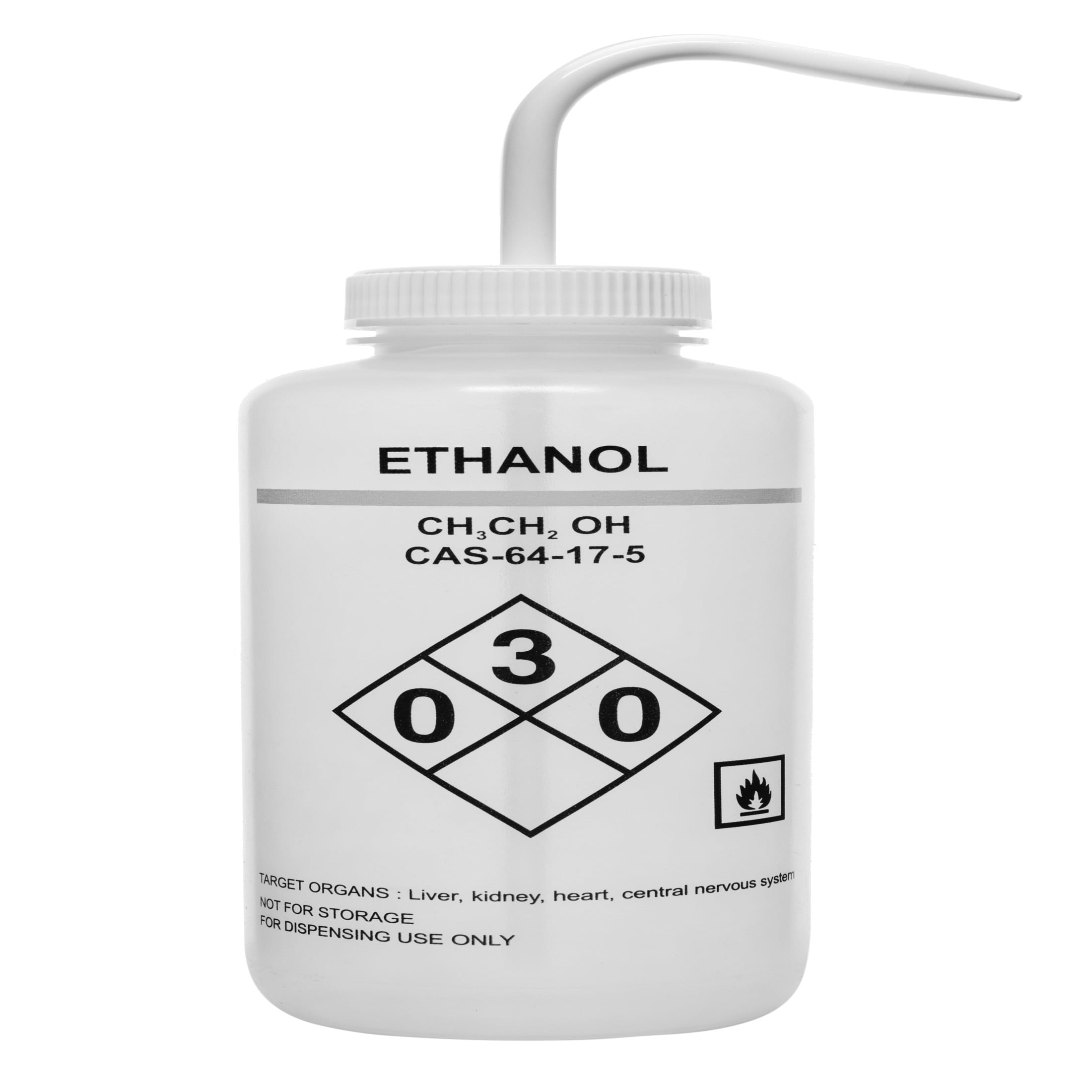 1000ml Wash Bottle, Labelled for Ethanol - Color Coded White - Self ...