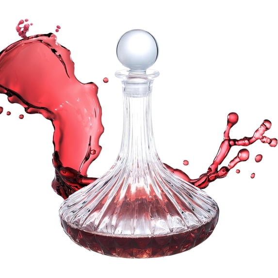 1000ml Wine Decanter with Glass Stopper, Hand Blown Lead, Wine Carafe ...