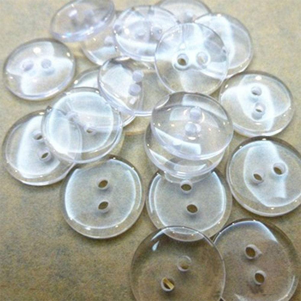 1000pcs 10mm Clear Resin 2 Holes Buttons Transparent Flat Round Buttons ...