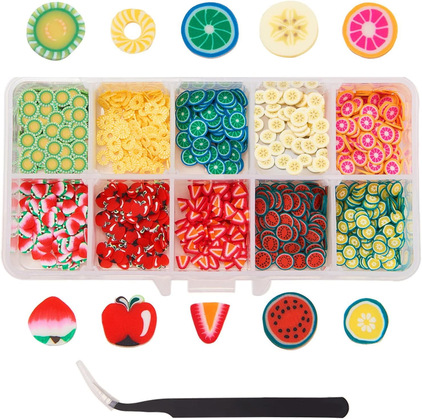 1000pcs 3D Fruit Slices Nail Art Decorations Accessories 5mm Polymer ...