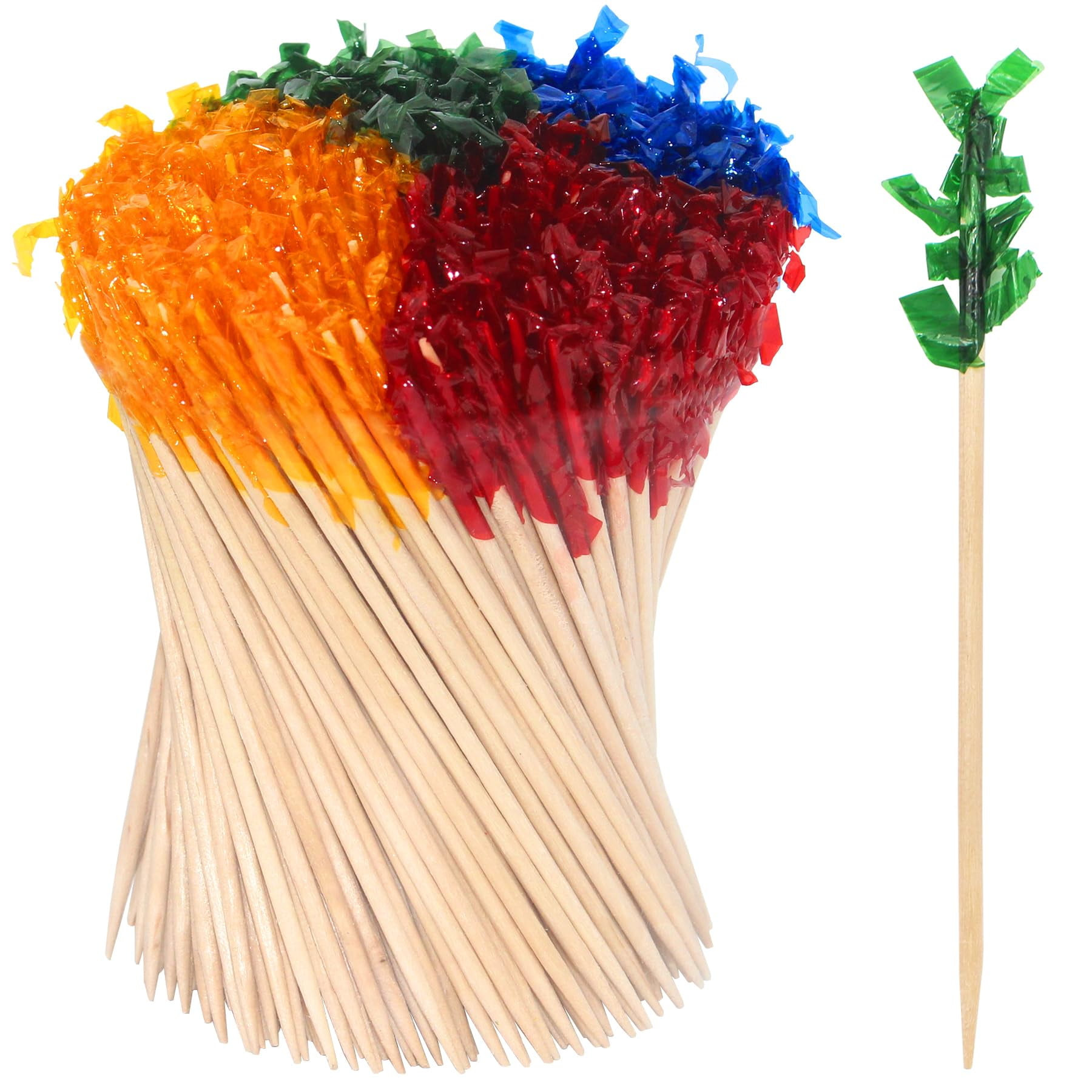 1000pcs 4 Inch Wooden Frill Picks, Assorted Colors for Cocktails ...