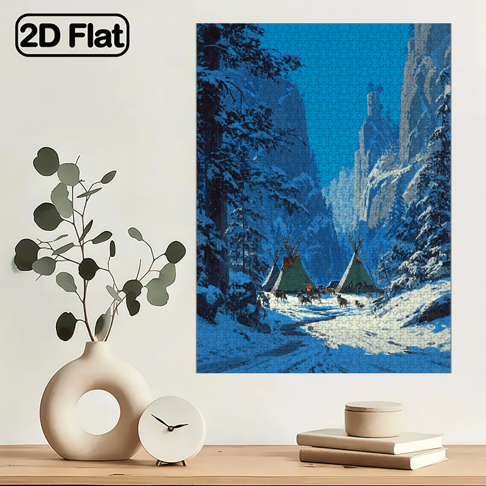 (1000pcs) Adult Mini Puzzles, with Snow Mountain Hidden Residence ...