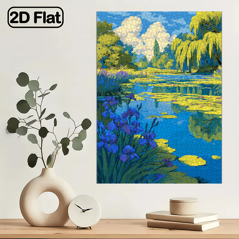 1000pcs Adult Puzzle Water Lily and Iris Lake, Scratch-Resistant High ...
