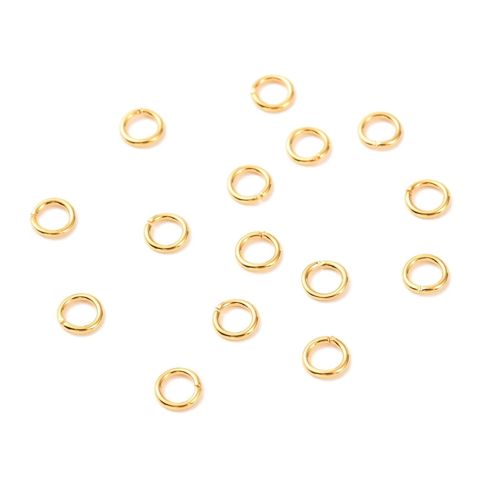 1000pcs Brass Open Jump Rings Long-Lasting Plated Round Ring Real 18K ...