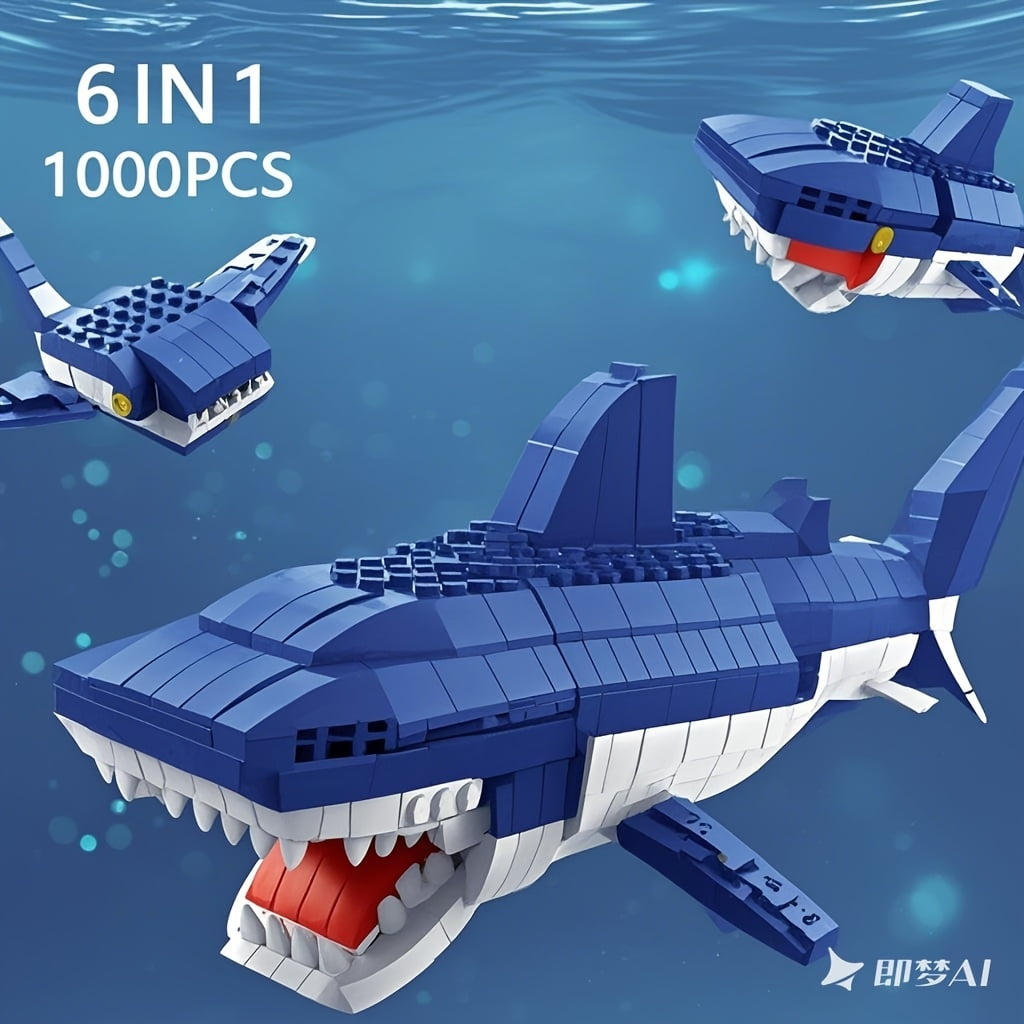 1000pcs Building Blocks Set - Majestic Shark With Mechanical Gears ...