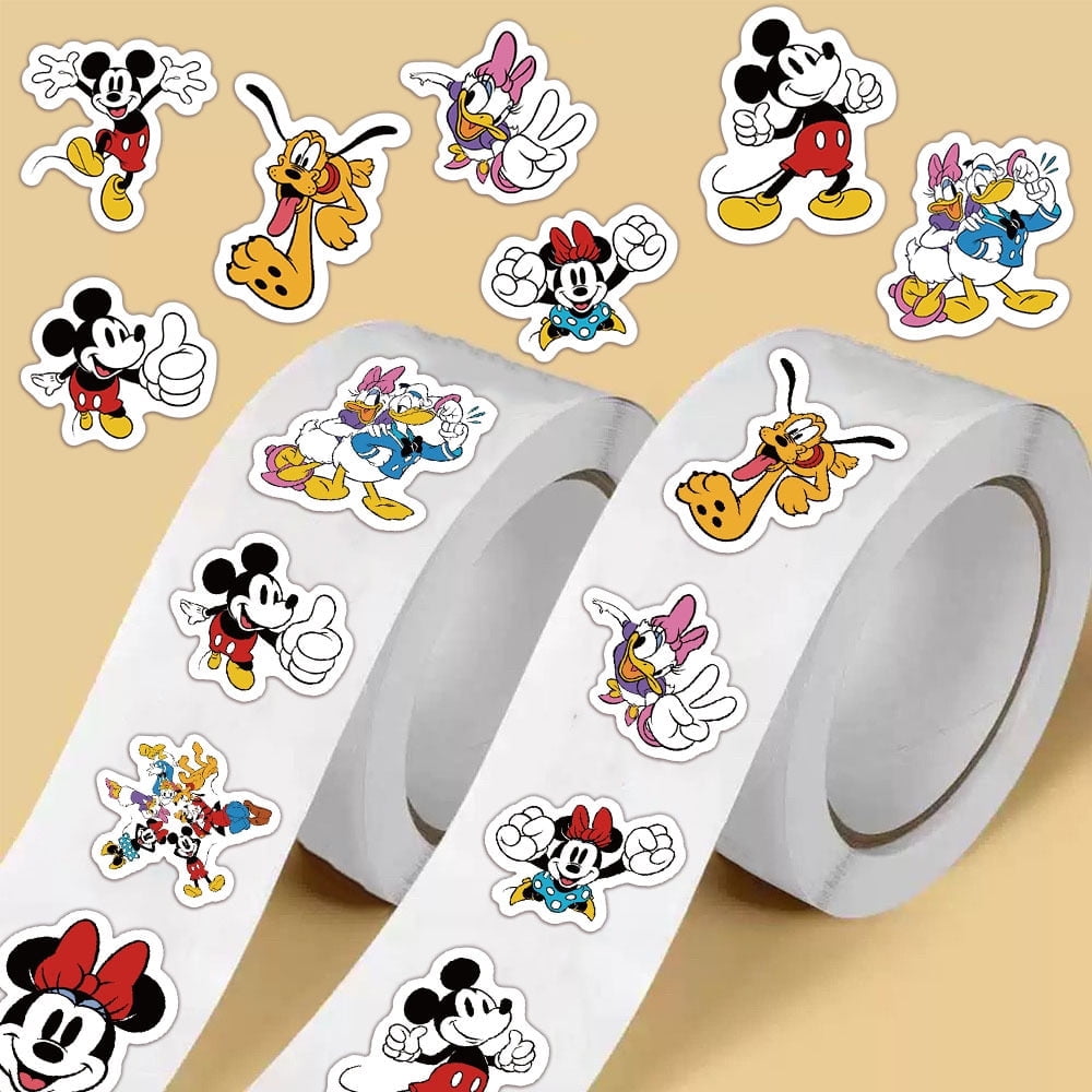 1000pcs Cartoon Anime Cute Sticker Roll - Mickey Self Adhesive Seal ...