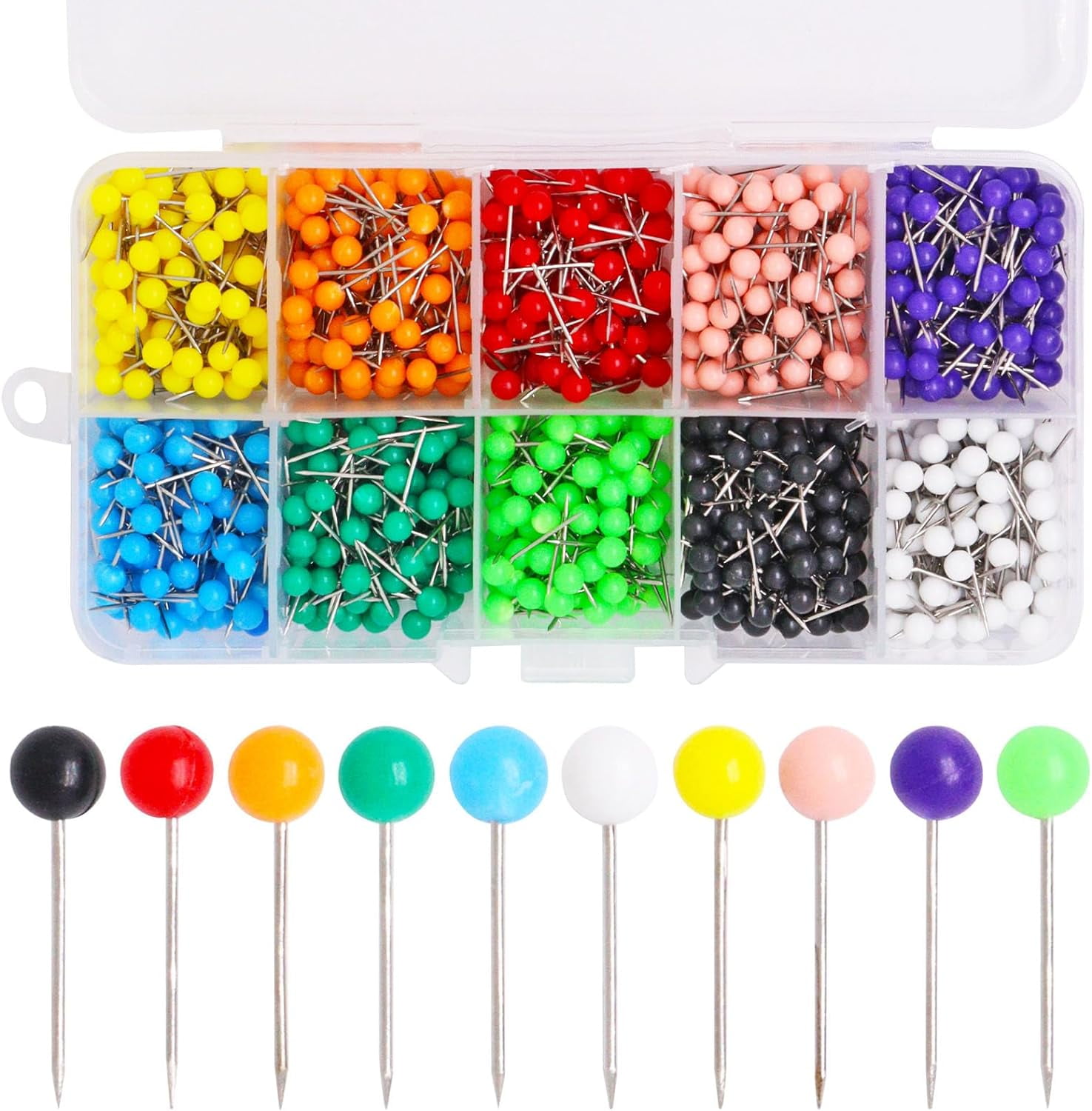 1000pcs Colored Map Pins - Round Map Tacks Mini Pushpins Decorative ...