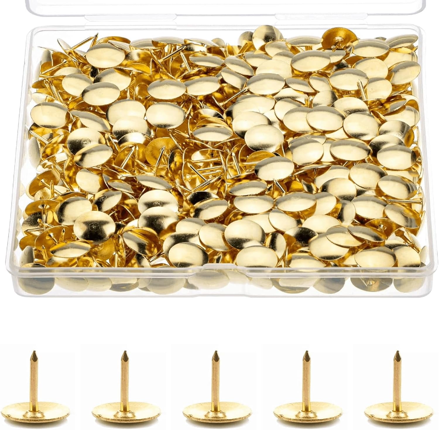1000pcs Drawing Pins 9.5mm Gold Push Pins Iron Thumb Tacks - Walmart.com