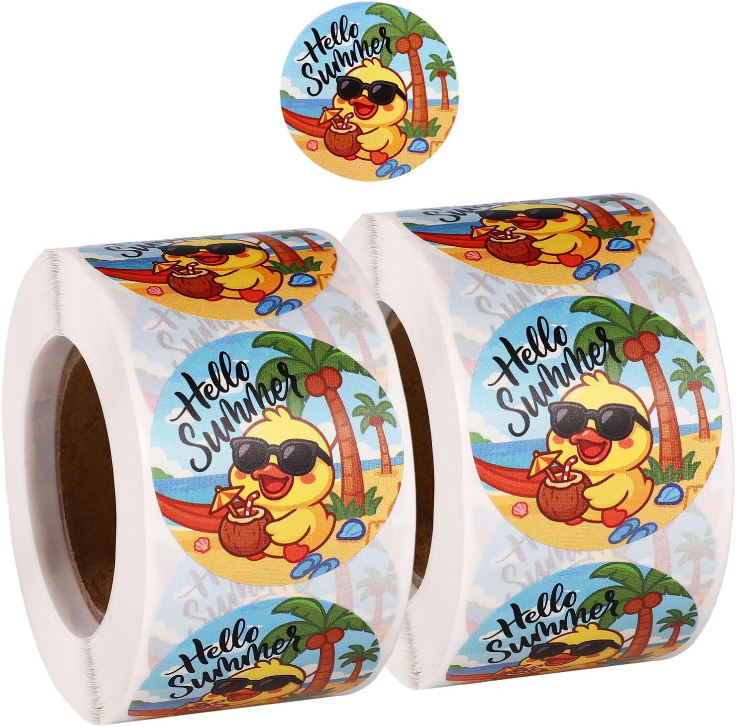 1000pcs Hello Summer Stickers Roll, 1.5in Cute Duck Have a Great Happy ...
