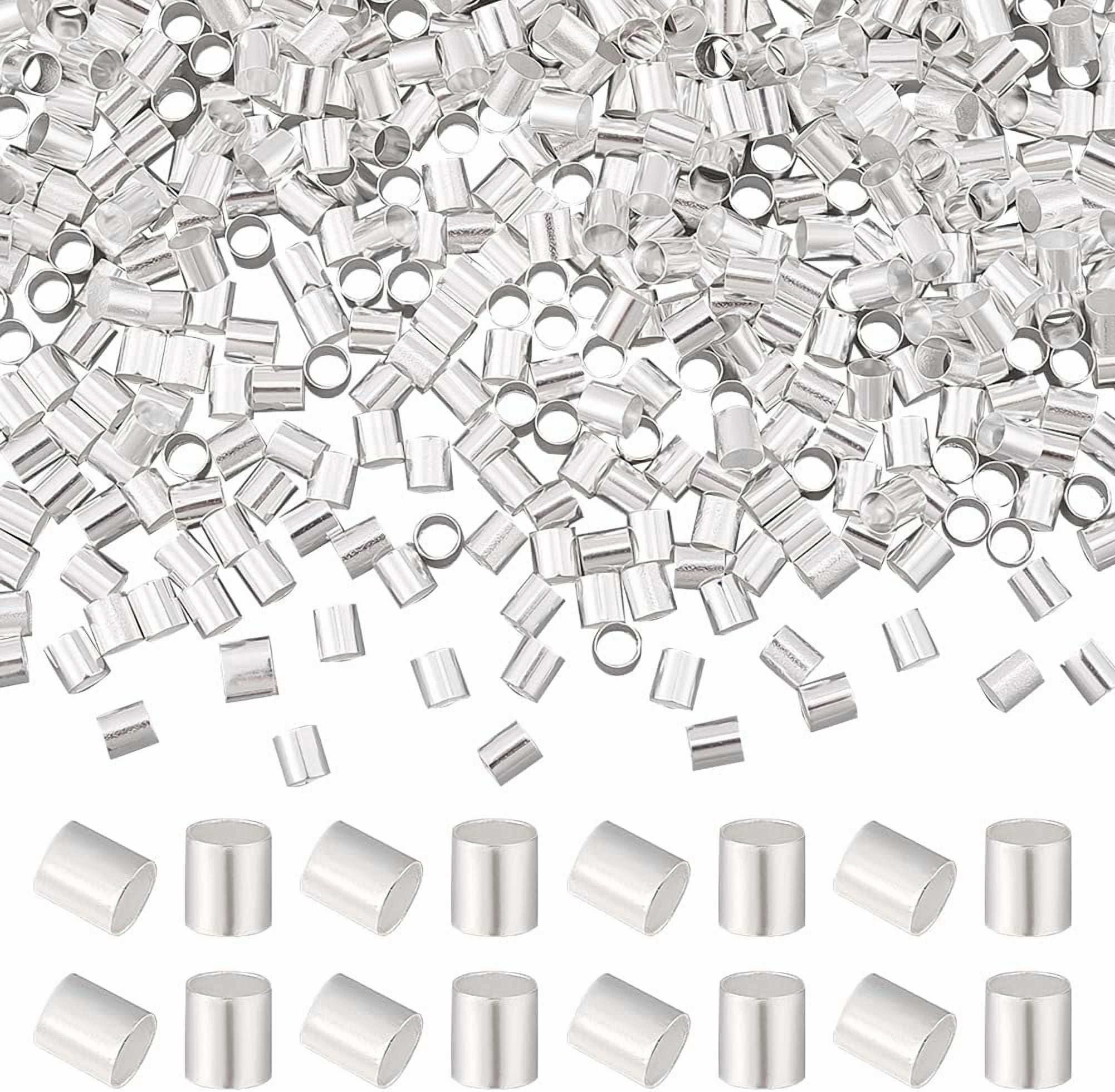 1000pcs Silver Crimp Beads Brass Tube Spacer Beads 2.5mm End Stopper ...