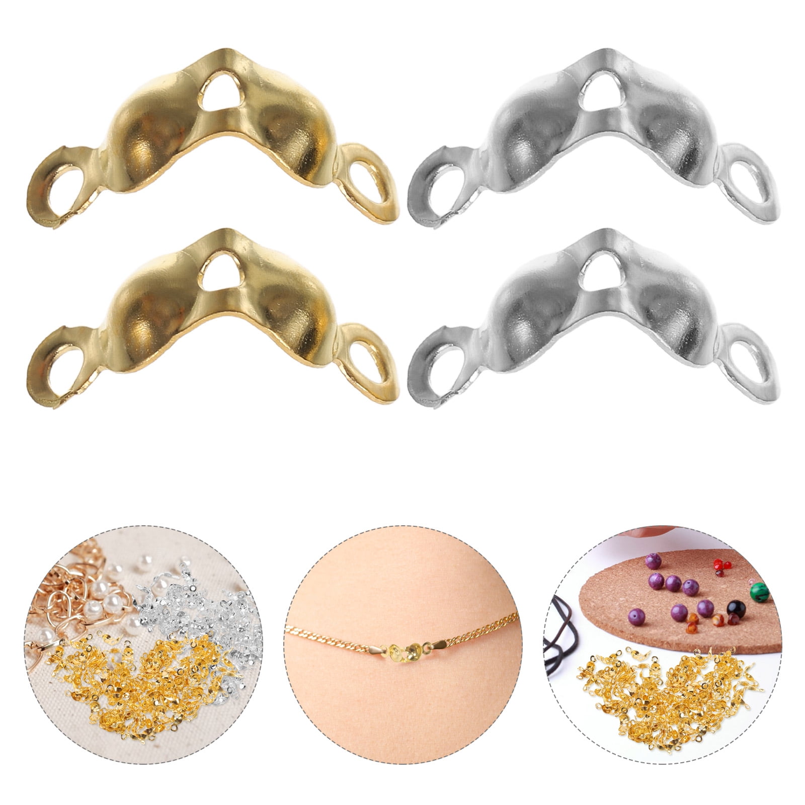 1000pcs Tips Knot Covers Bead Metal Open Bead Color Brass End Bead ...