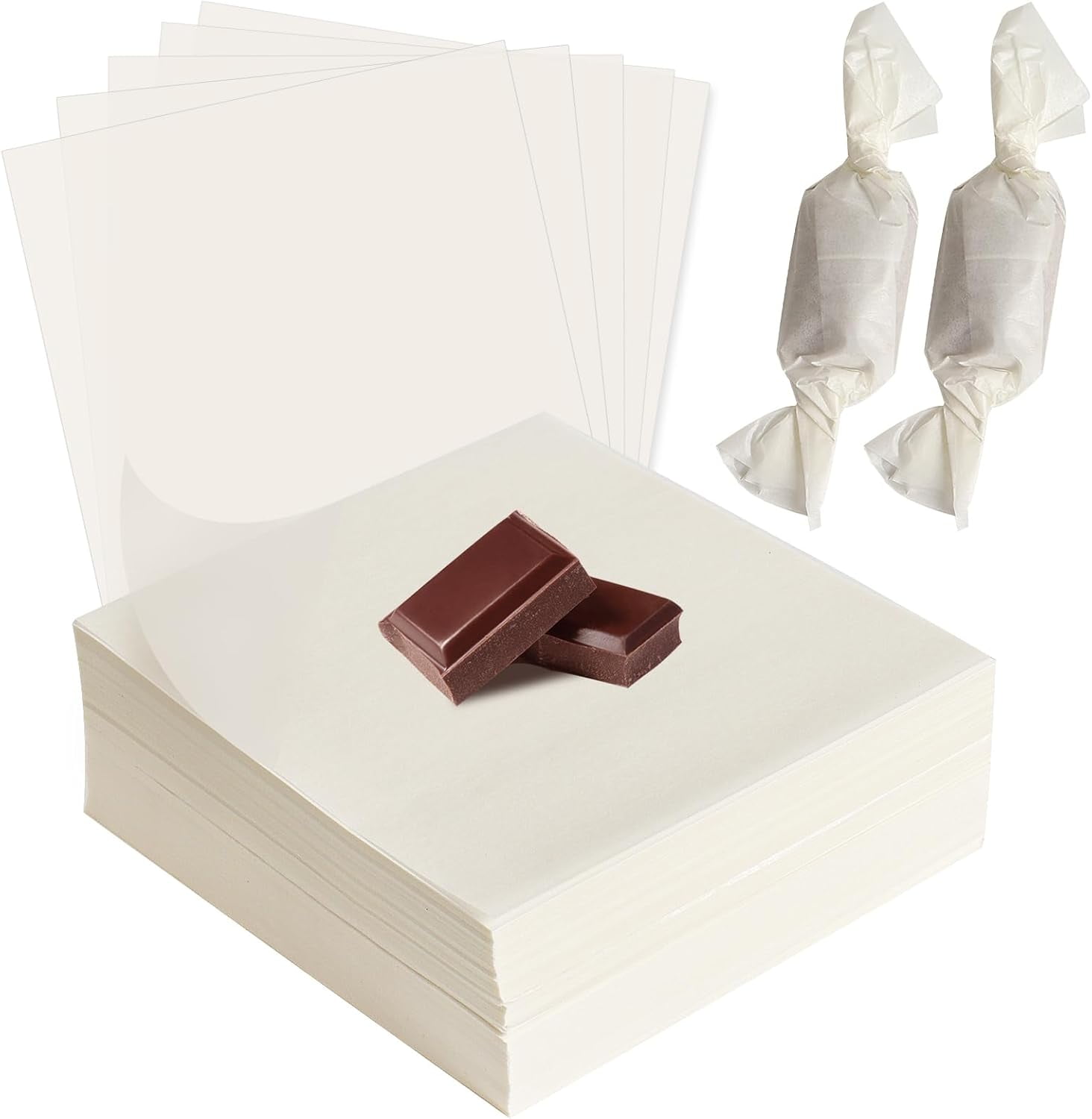 1000pcs Wax Paper Candy Wrappers - Chocolate & Caramel Wrappers, 4.8x4 ...